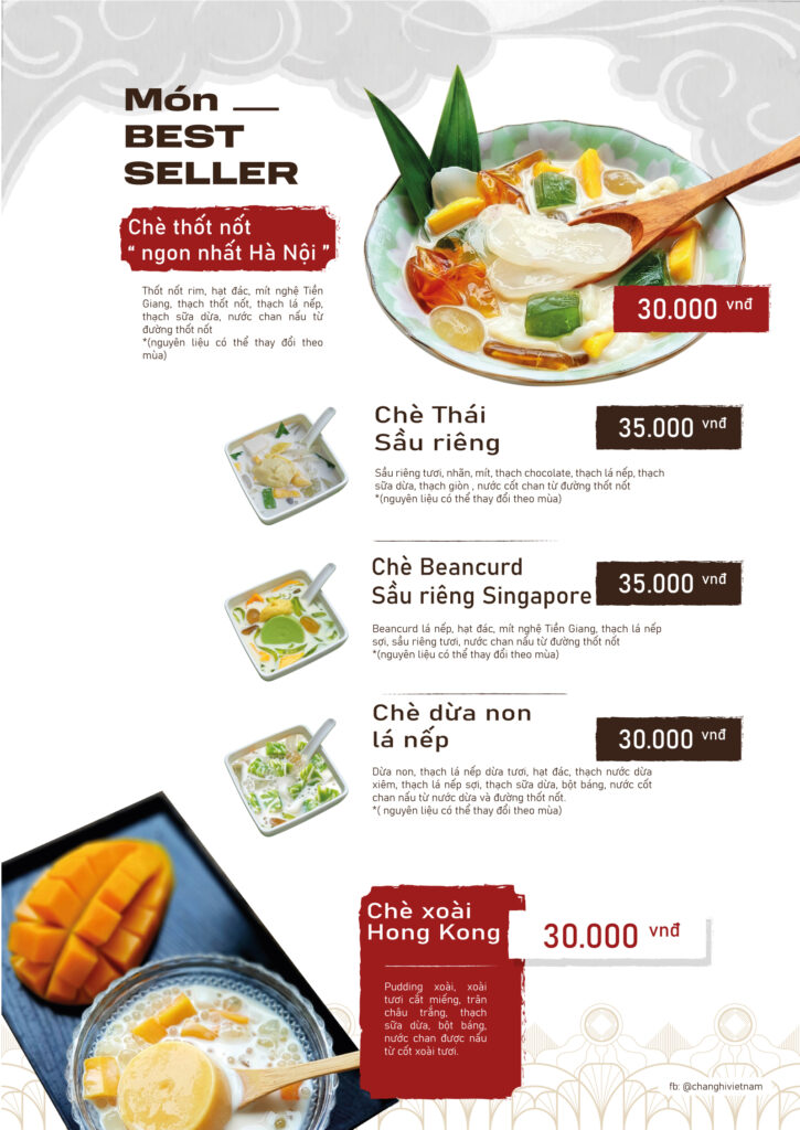 Thực đơn – Chè Ngon Sáng Tạo – Chang Hi Quận 7