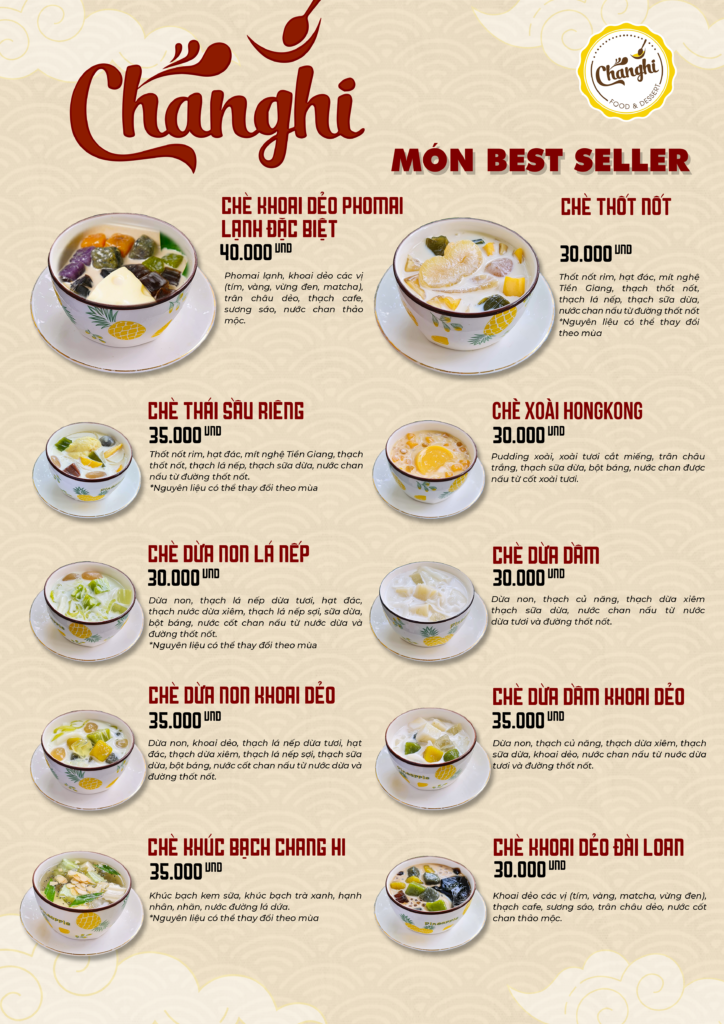 Thực đơn – Chè Ngon Sáng Tạo – Chang Hi Quận 7