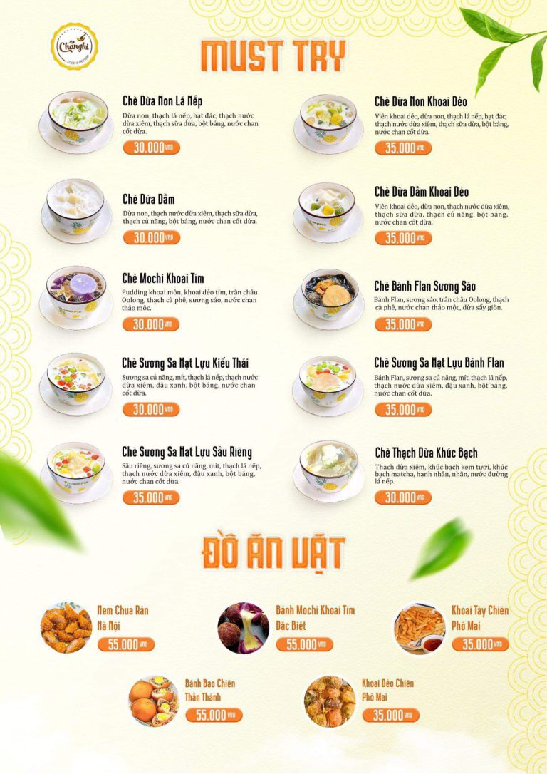 Thực đơn - Chè Ngon Sáng Tạo - Chang Hi Quận 7